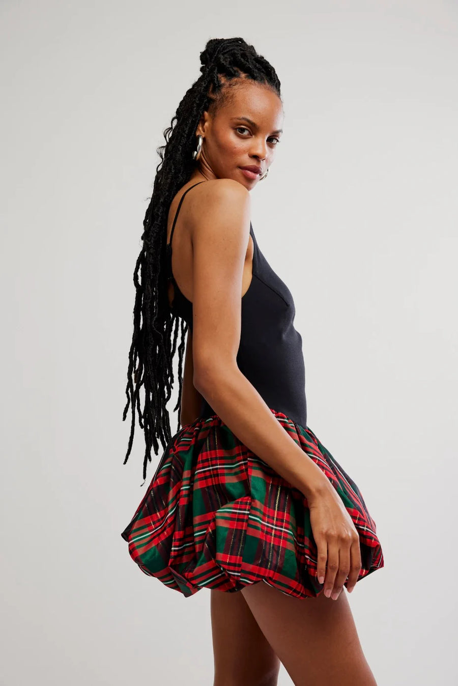 Free People Tinsel Kiss Plaid Mini Dress - Red Plaid – Love Spell