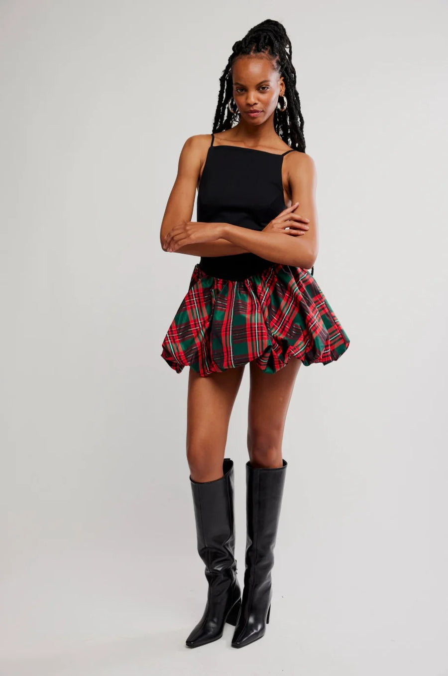 Free People Tinsel Kiss Plaid Mini Dress - Red Plaid – Love Spell