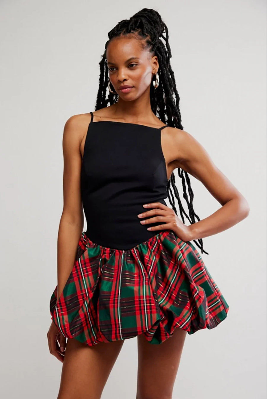 Free People Tinsel Kiss Plaid Mini Dress - Red Plaid – Love Spell