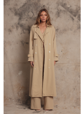 Pippa The Label Anderson Trench Coat - Beige Pin Stripe – Love Spell