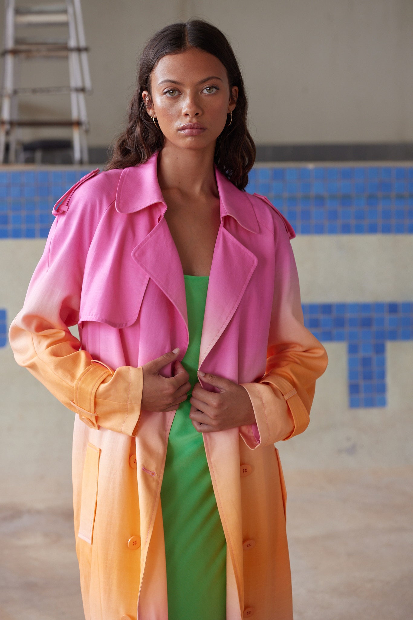 Pippa The Label - Beatrix Trench Coat - Hot Pink/Neon Orange – Love Spell
